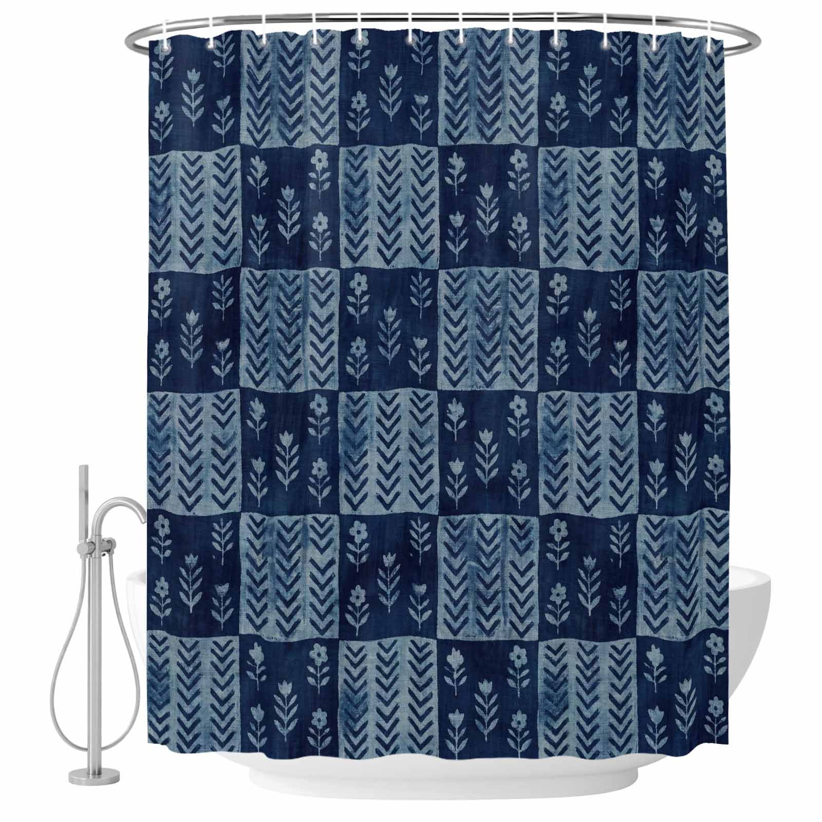 Abstract Art Shower Curtain for Bathroom, Vintage Flowers Plants Lines ...