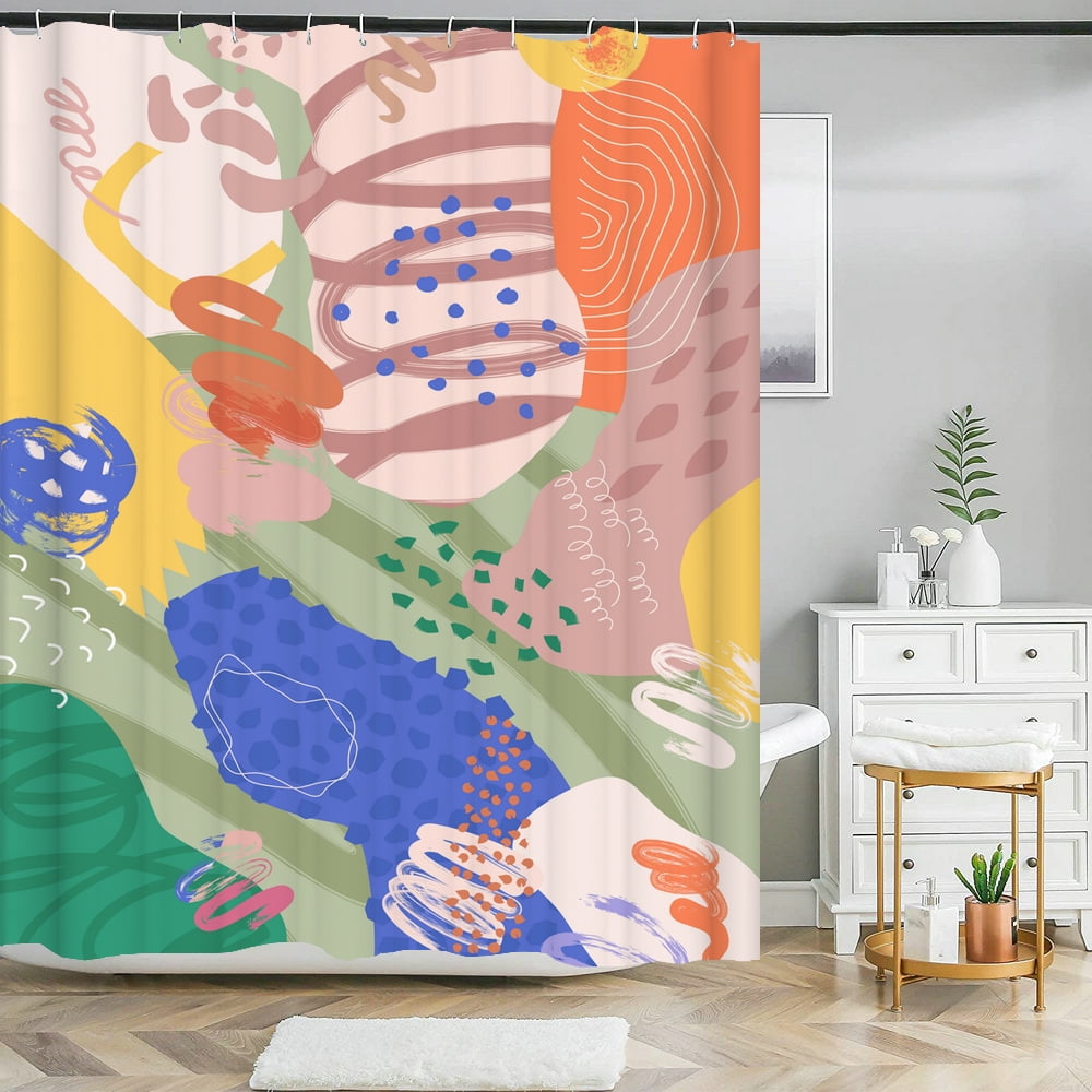Abstract Art Shower Curtain Cartoon Green Plant Leaves 3D Print Funny ...
