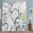 Abstract Art Shower Curtain with Hooks, Black and White Minimalist Line ...