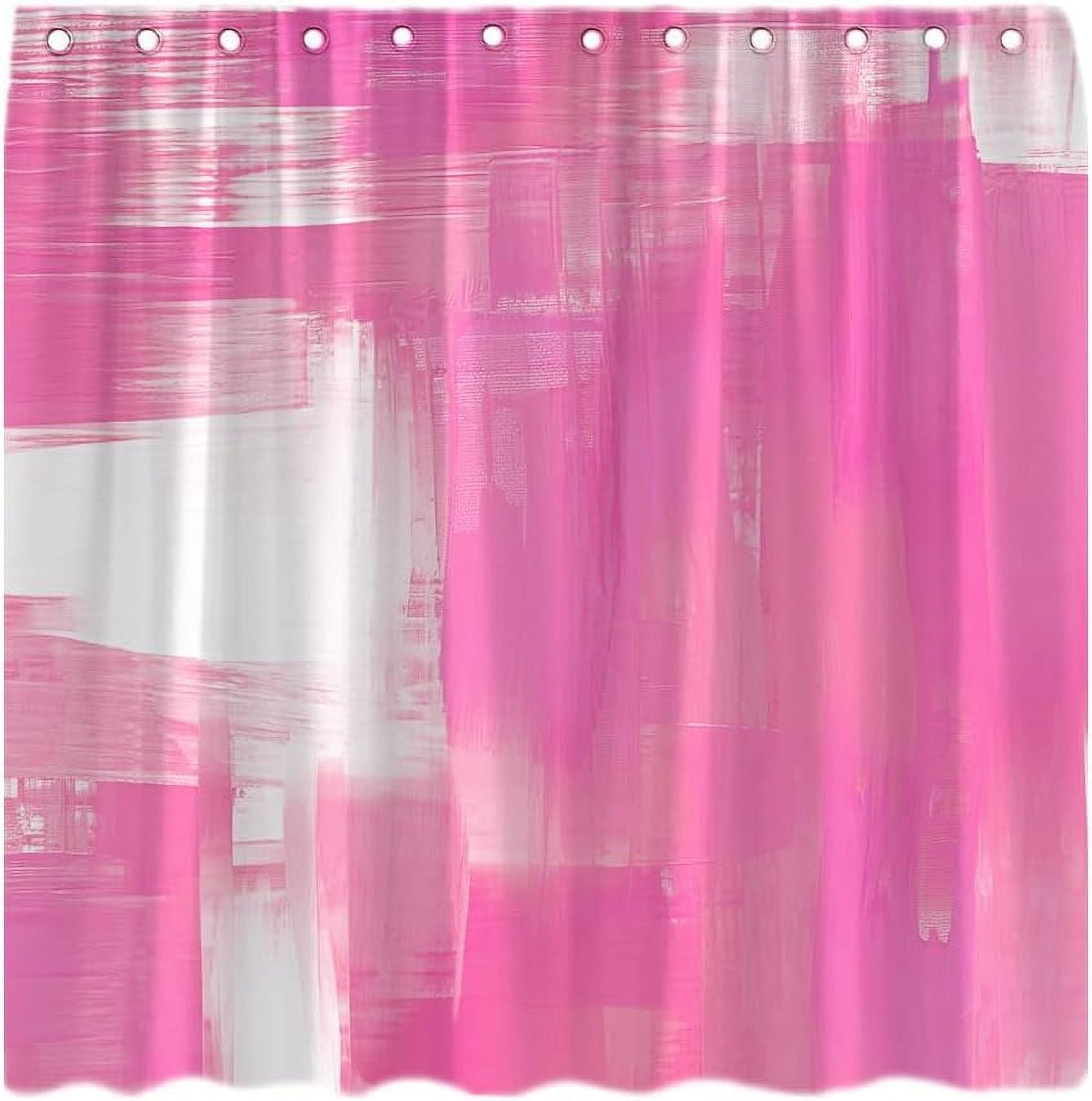 Abstract Art Shower Curtain Pink White Oil Painting Watercolor Grunge ...