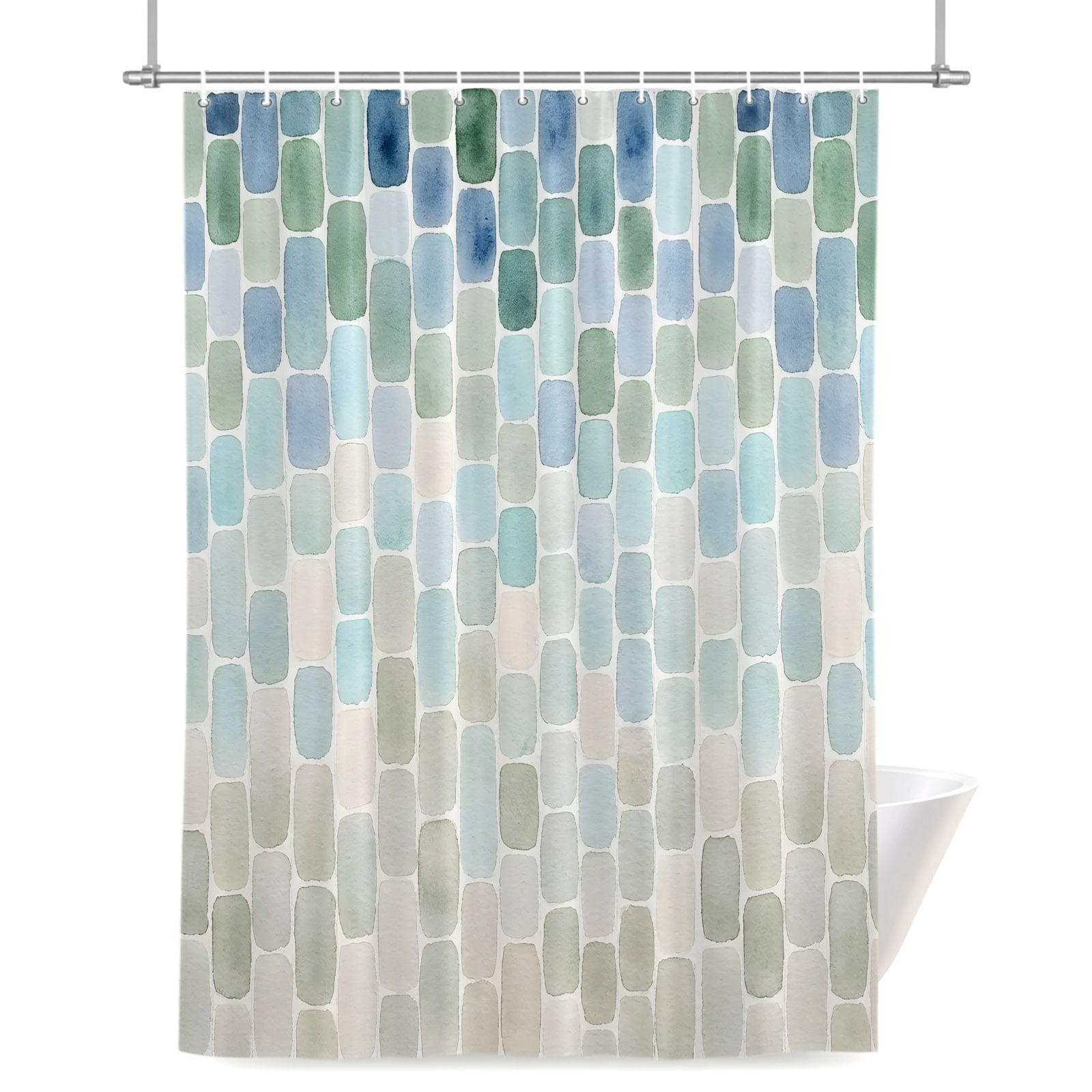 Abstract Art Shower Curtains for Bathroom, Blue Green Watercolor ...