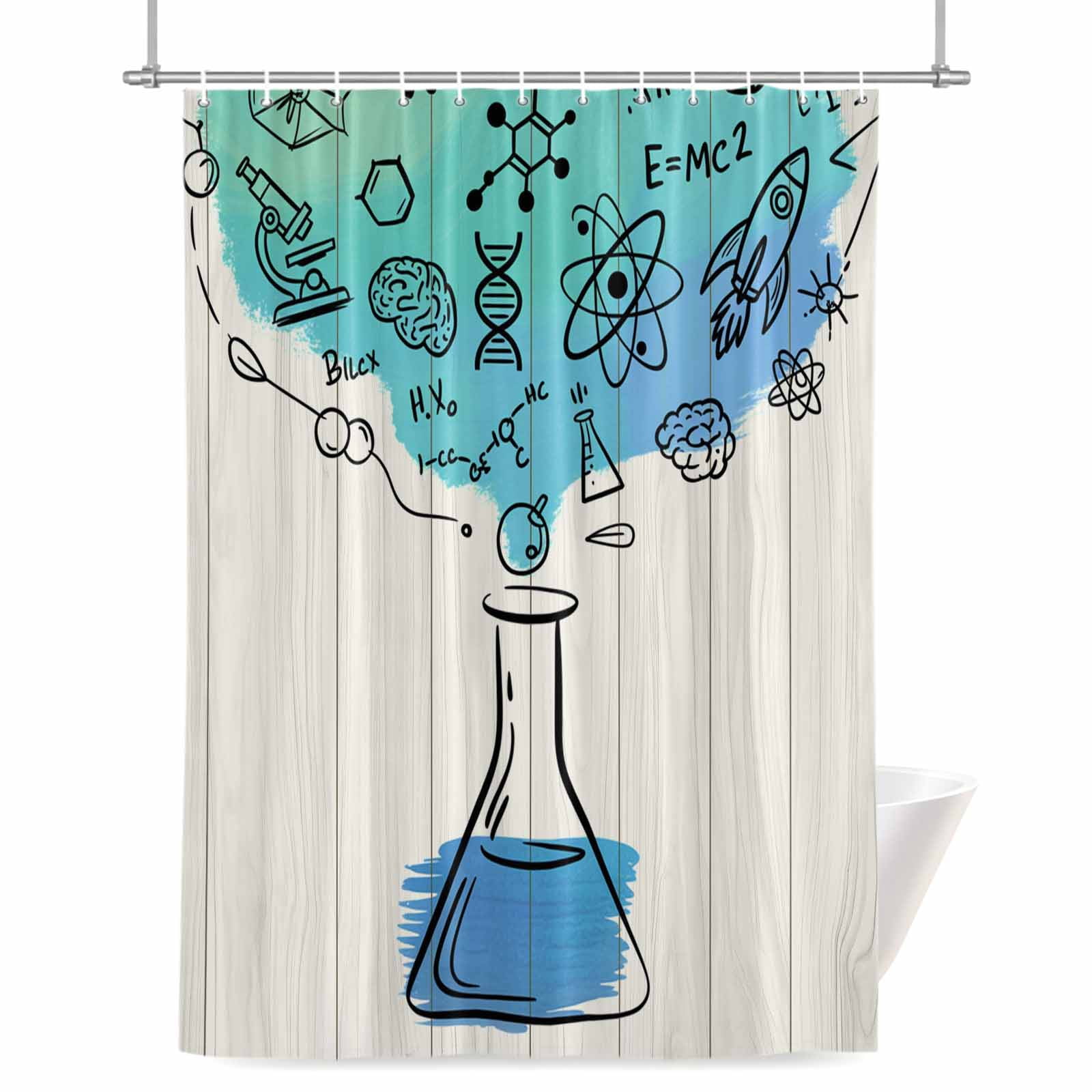 Abstract Art Shower Curtains for Bathroom, Chemistry Wood Grain Cartoon ...