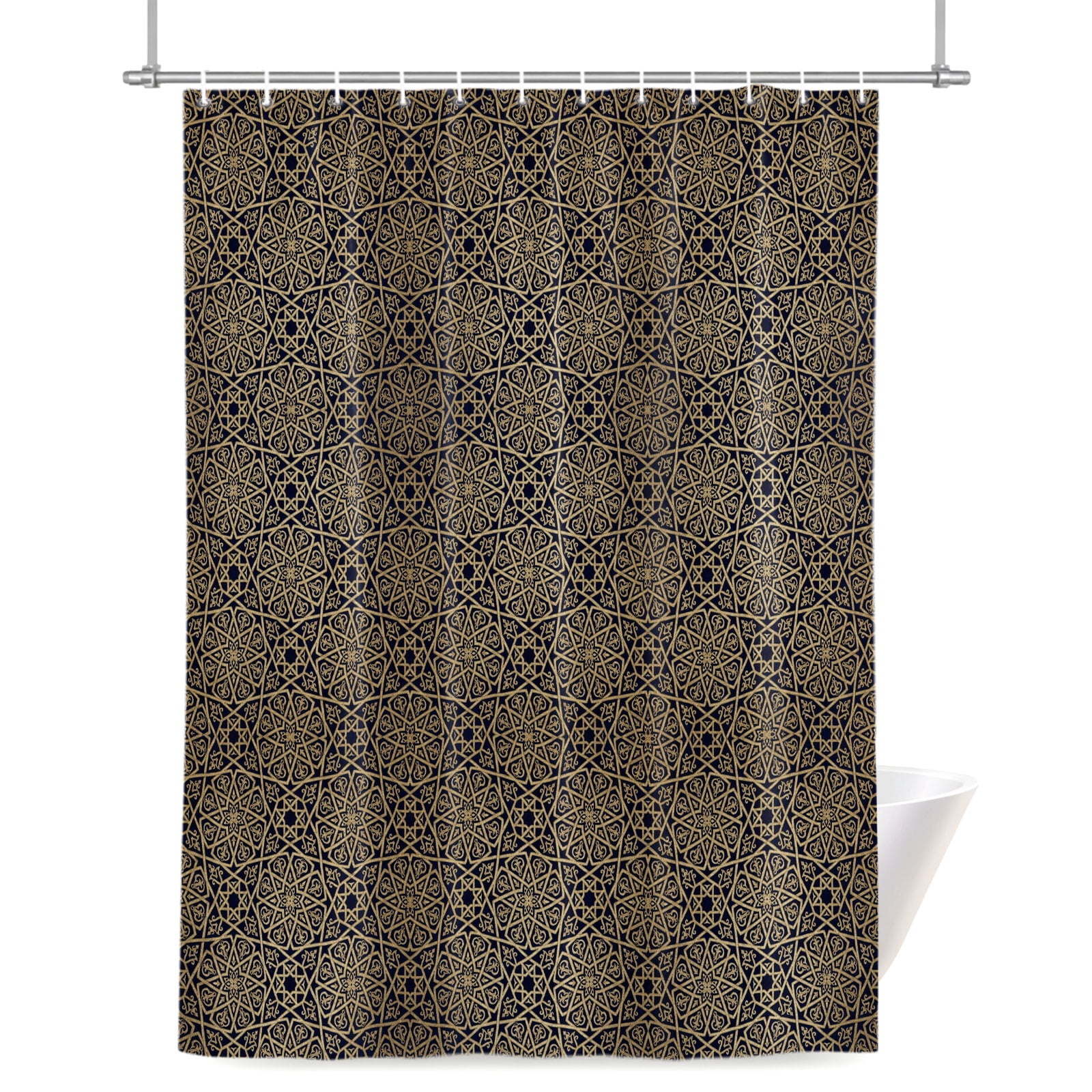 Abstract Art Shower Curtains for Bathroom, Retro Brown Geometric ...