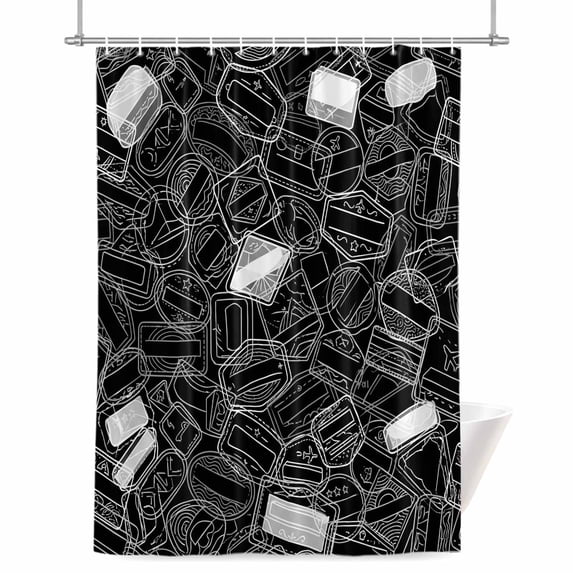 Abstract Art Shower Curtains for Bathroom, Travelling Lines Postmarks ...