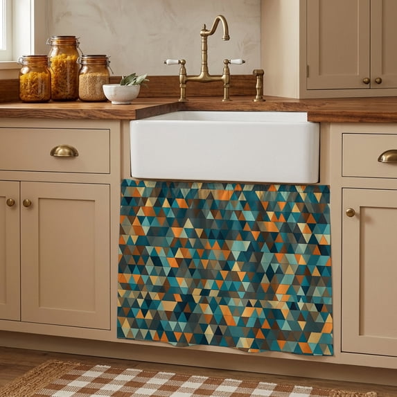 Abstract Art Small Cabinet Curtains 10.8"W x 13.4"L, Geometric Modern ...
