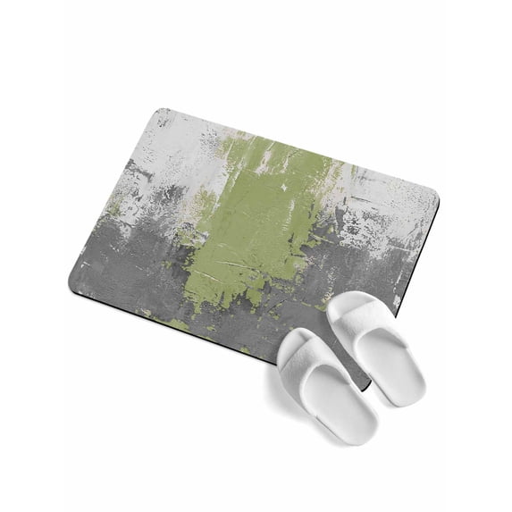Abstract Art Soft Diatomaceous Earth Mat, Green Grey Wall Mottled ...