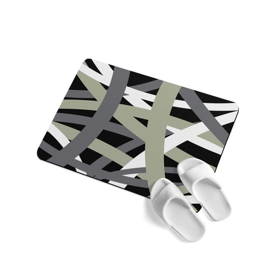 Abstract Art Soft Diatomaceous Earth Mat, Green White Black Gray Line ...