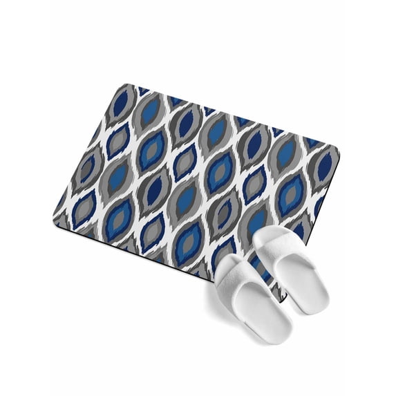 Abstract Art Soft Diatomaceous Earth Mat, Modern Diamond Patterns Blue ...