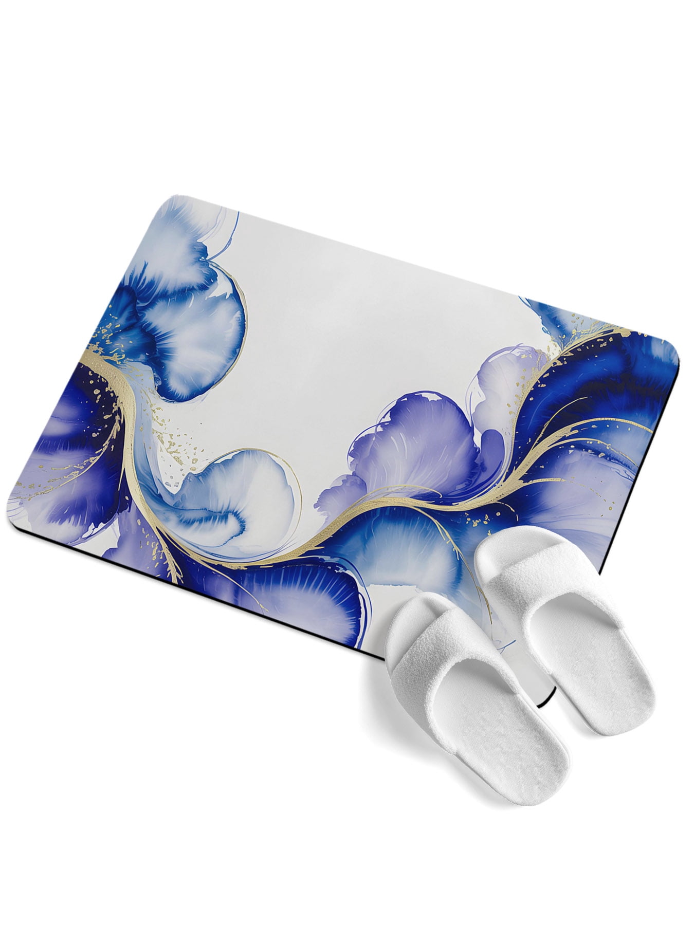 Abstract Art Soft Diatomaceous Earth Mat, Watercolor Purple Water Wave ...