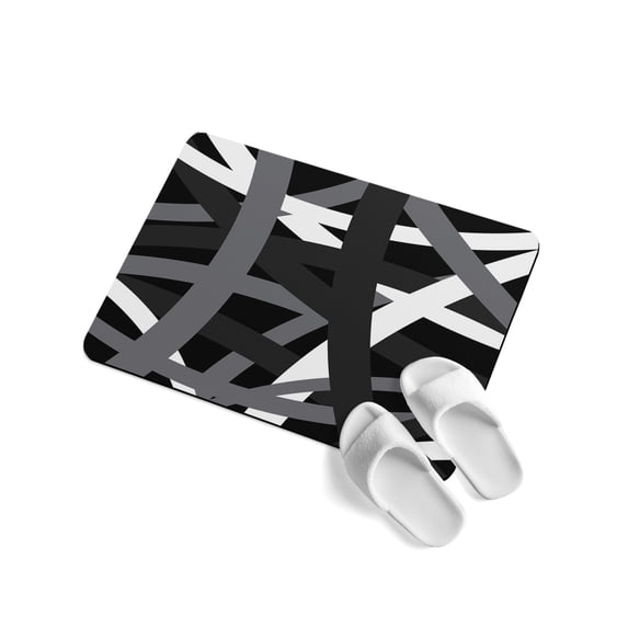 Abstract Art Soft Diatomaceous Earth Mat, White Black Gray Line Modern ...