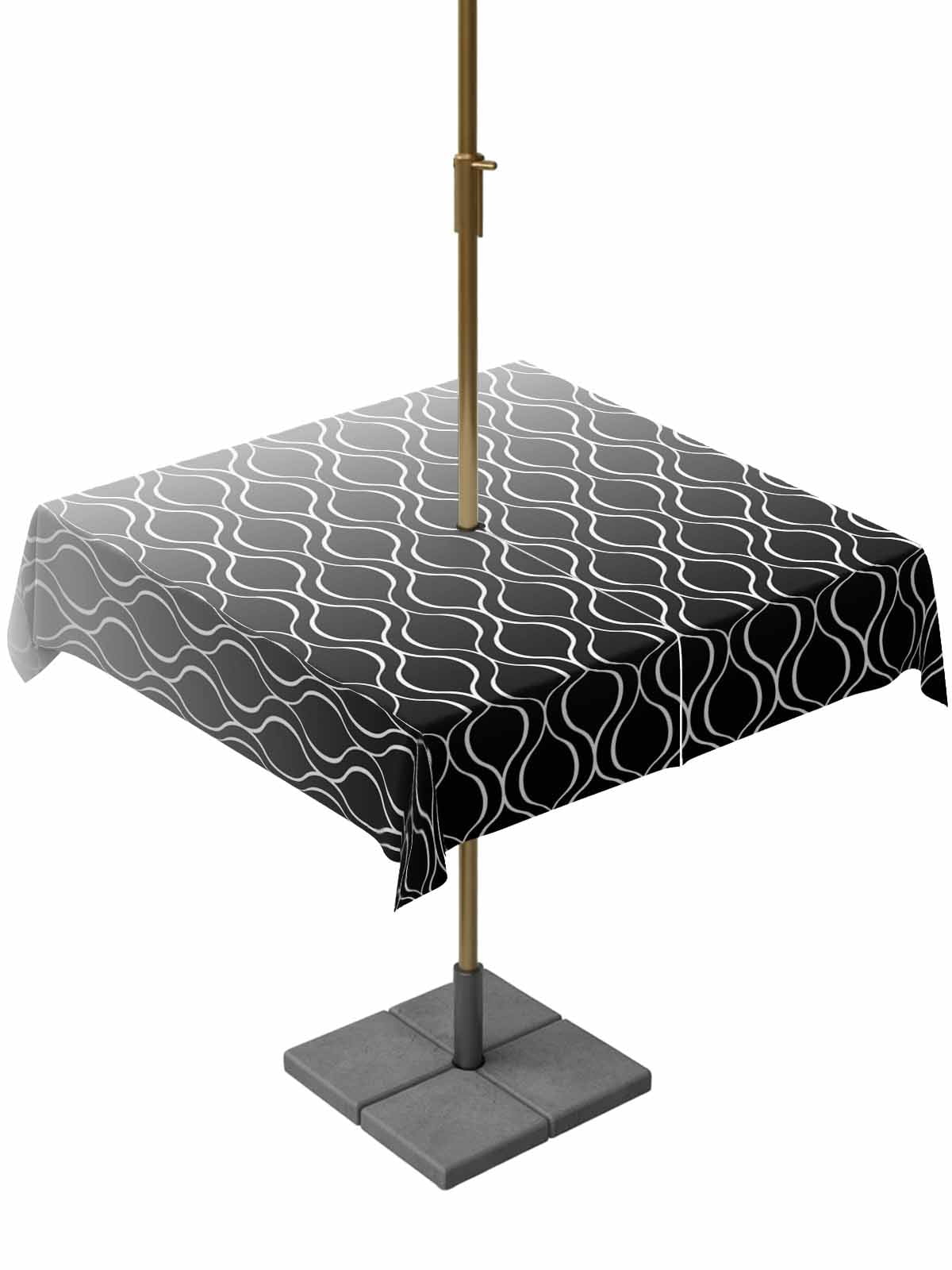 Abstract Art Square Outdoor Tablecloth with Umbrella Hole Classic Black ...