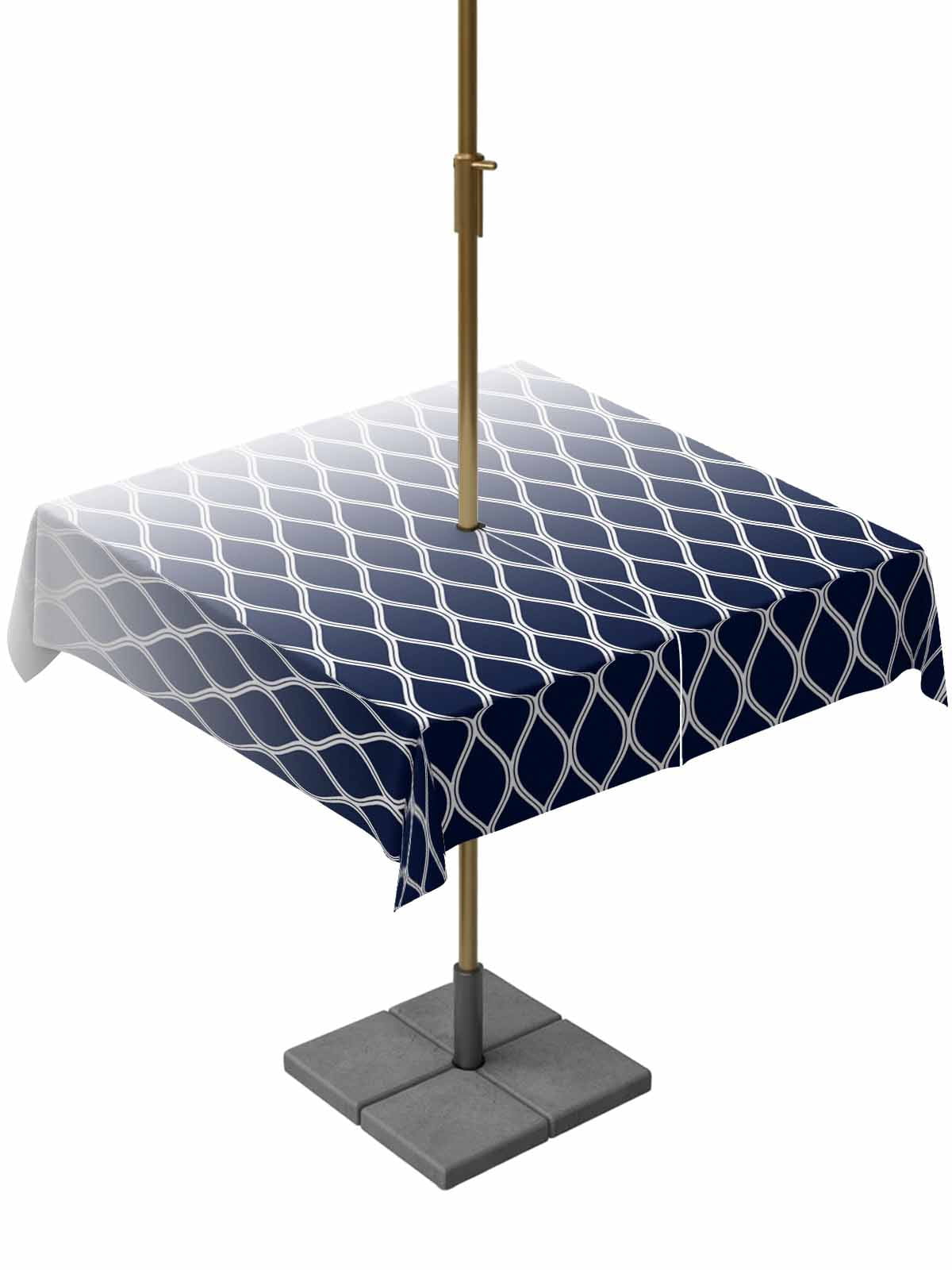 Abstract Art Square Outdoor Tablecloth with Umbrella Hole Classic Navy ...