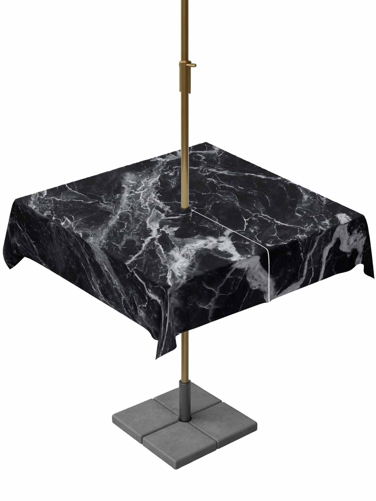 Abstract Art Square Outdoor Tablecloth with Umbrella Hole Dark Black ...
