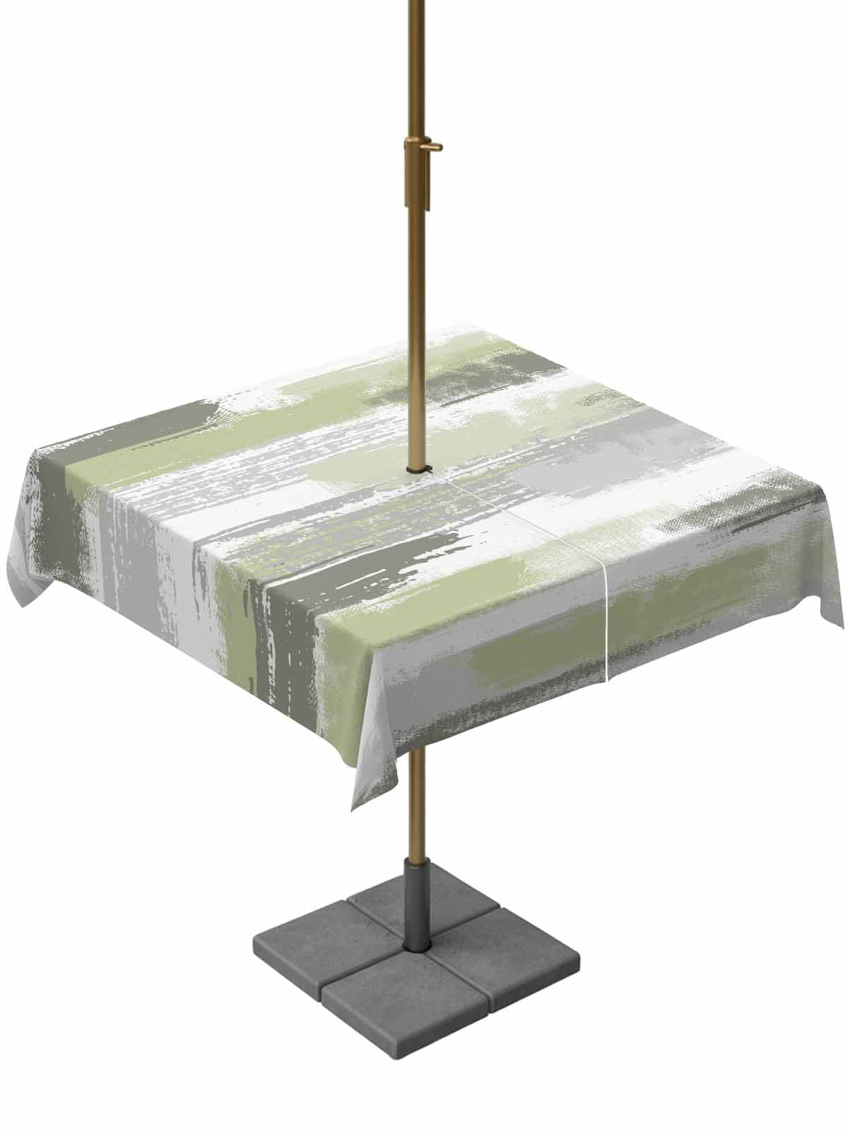Abstract Art Square Outdoor Tablecloth with Umbrella Hole Green Gray ...