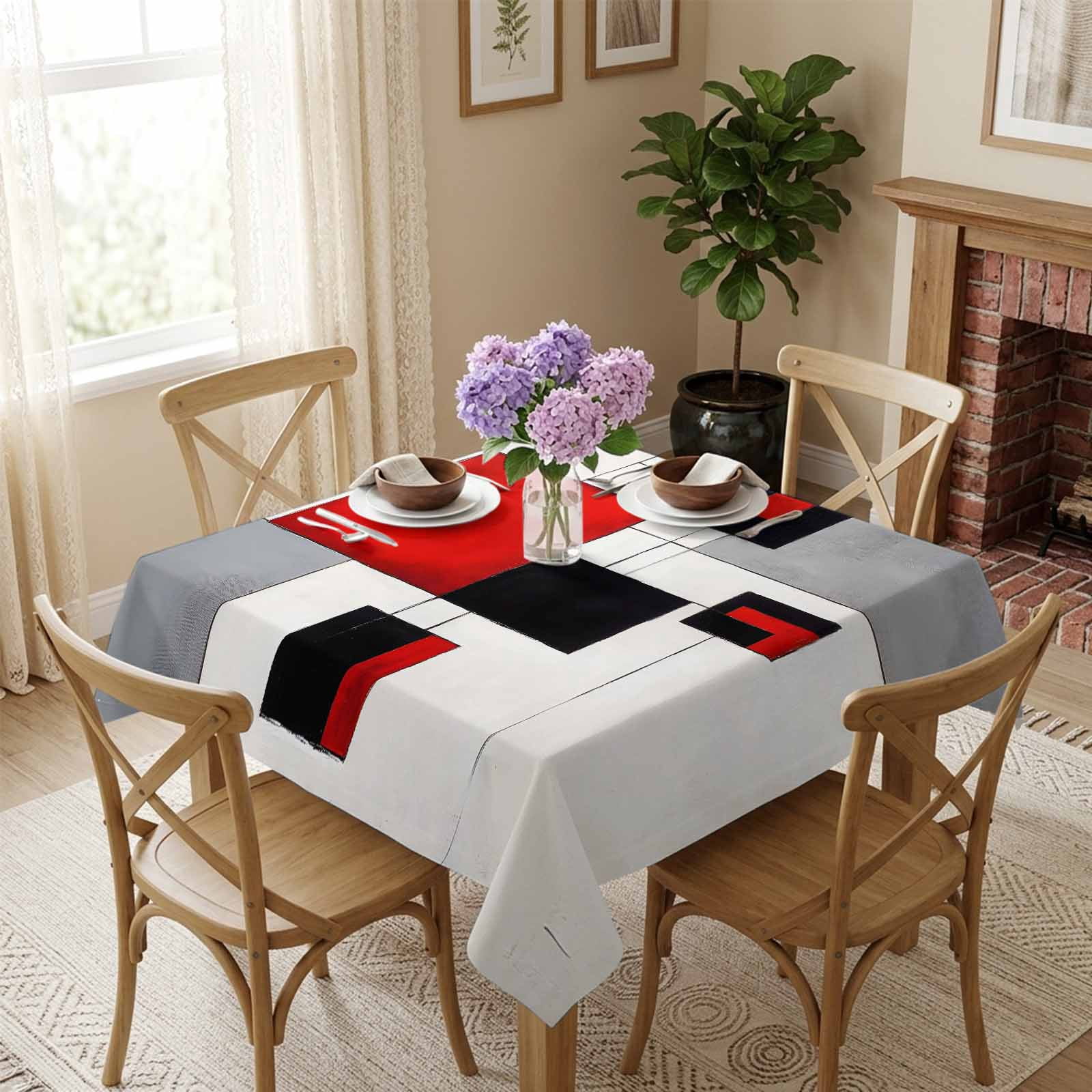 Abstract Art Square Tablecloth 60x60 Inch Modern Style Waterproof ...