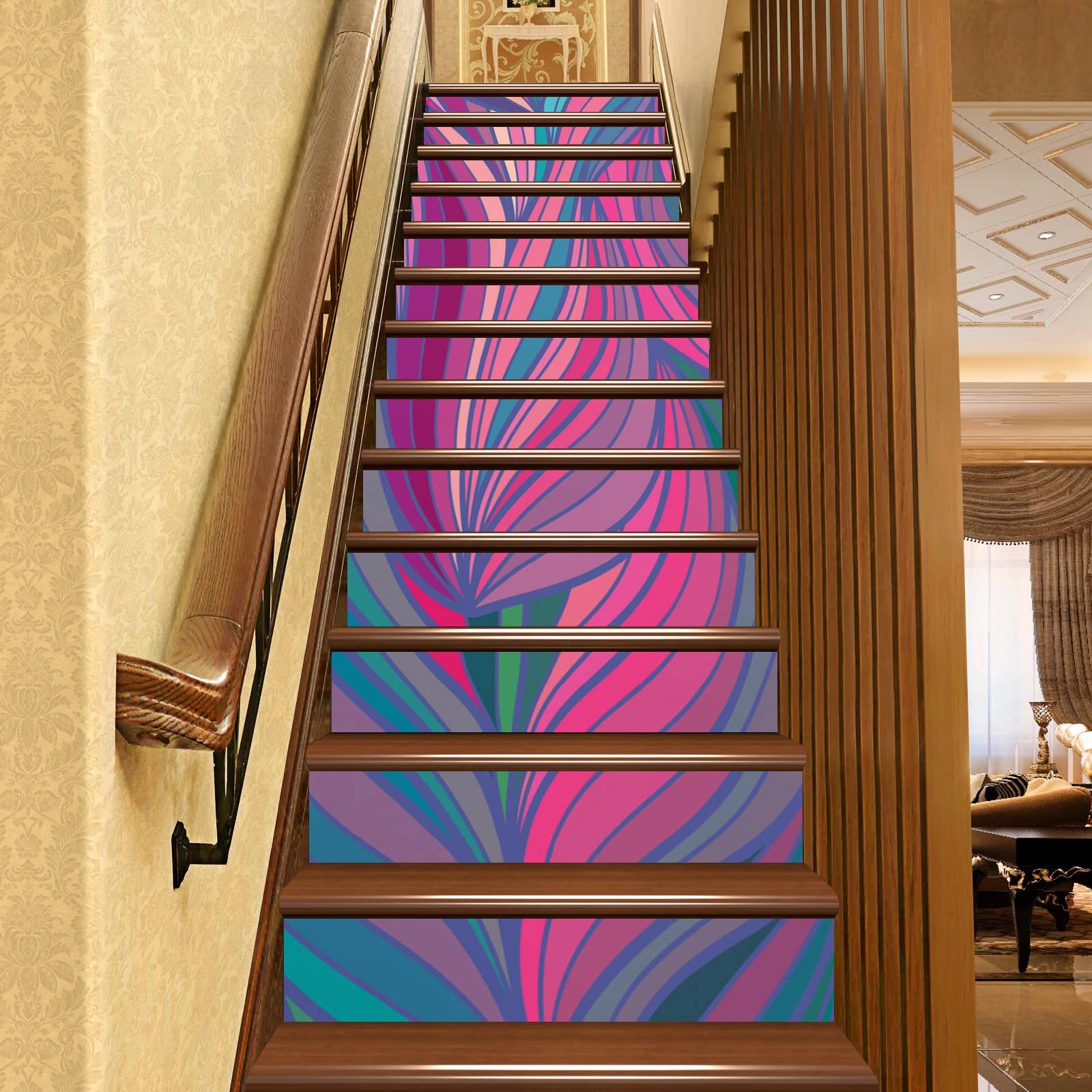 Abstract Art Stair Stickers Color 3D Geometry Pattern Stairs Riser ...