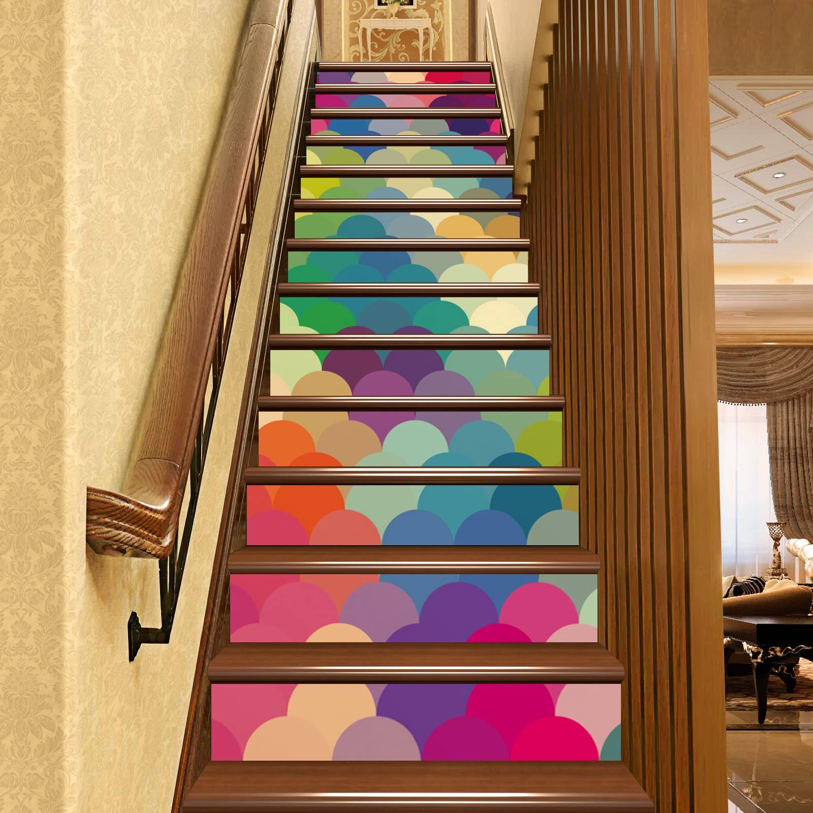 Abstract Art Stair Stickers Color 3D Geometry Pattern Stairs Riser ...