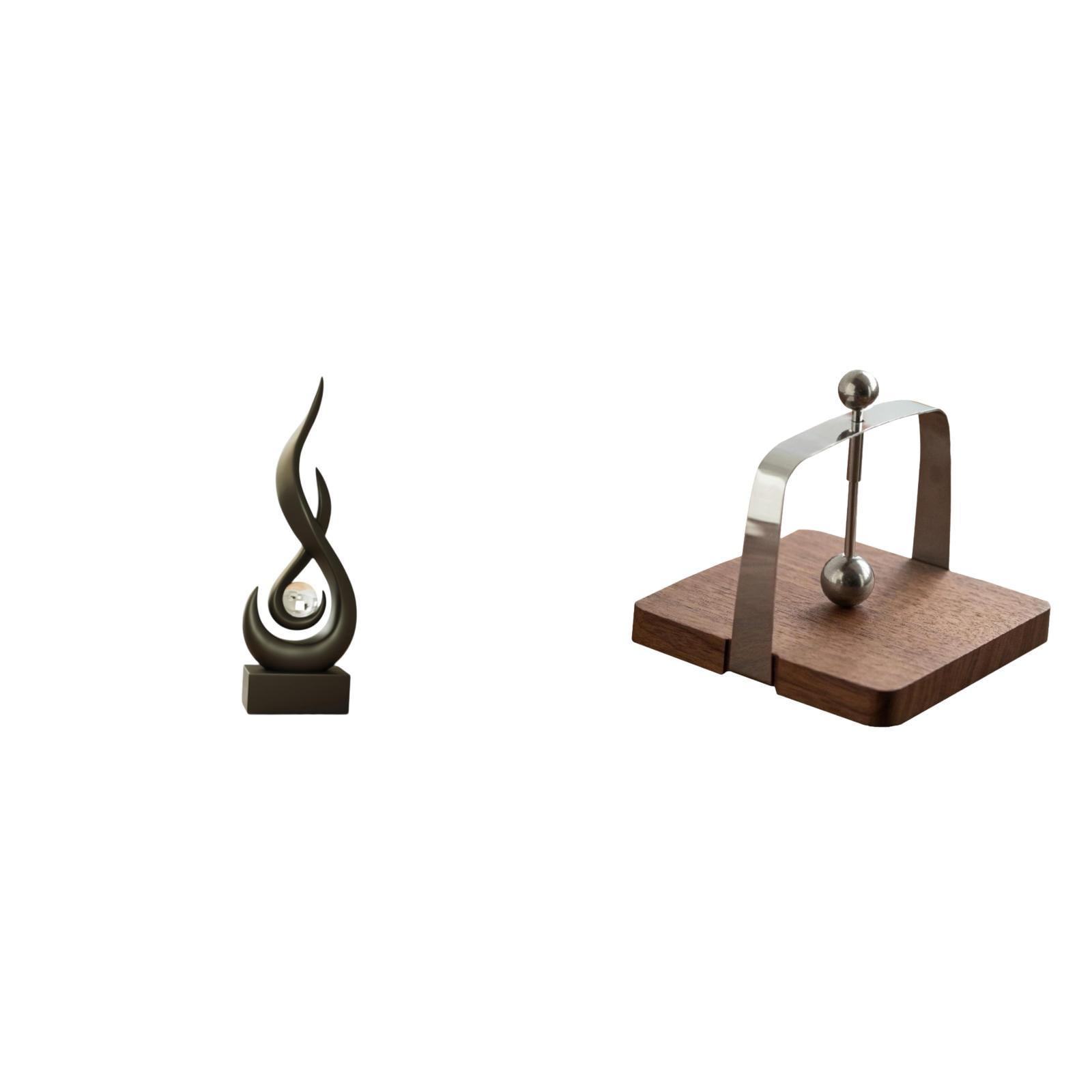 Abstract Art Statue Modern Fire Sculpture Napkin Rack Walnut Wood ...