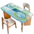 Abstract Art Street Art Circle Teal Retro Fitted Rectangle Tablecloth ...