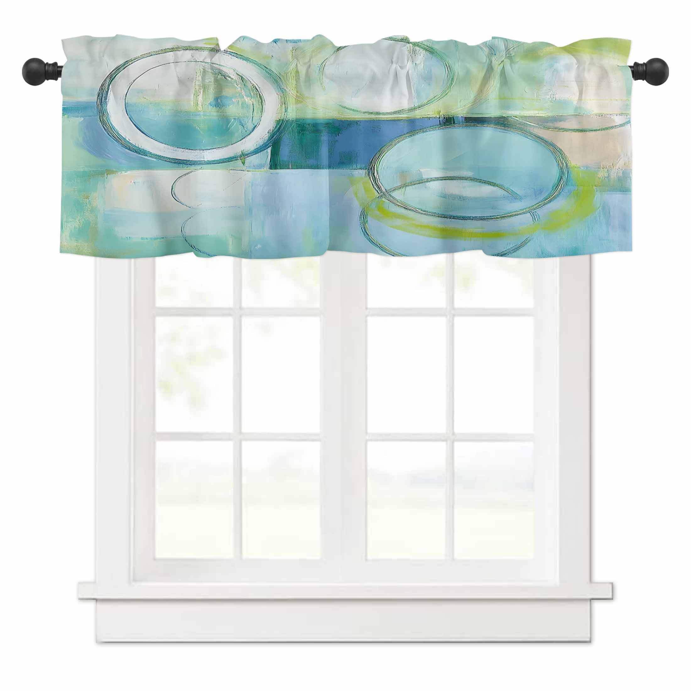 Abstract Art Street Art Circle Teal Retro Valances for Windows Rod ...