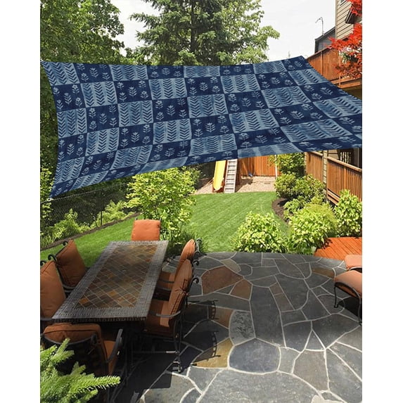 Abstract Art Sun Shade Sail 12'X16' Vintage Flowers Plants Lines Dark ...