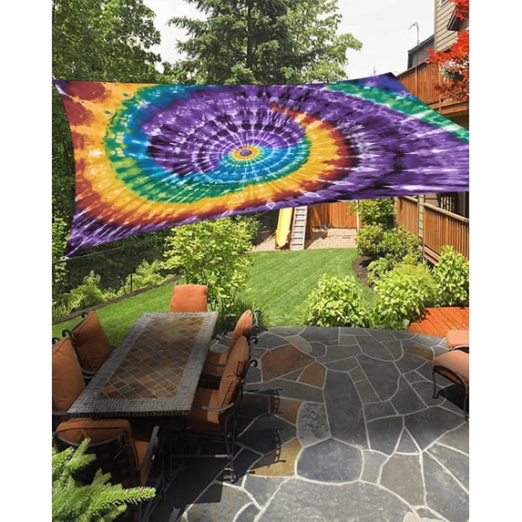 Abstract Art Sun Shade Sail 14'X18' Purple Red Blue Green Tie-Dye Art ...