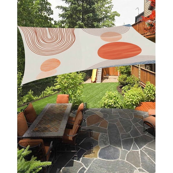 Abstract Art Sun Shade Sail 14'X18' Sunset Orange Blue Line Circle ...