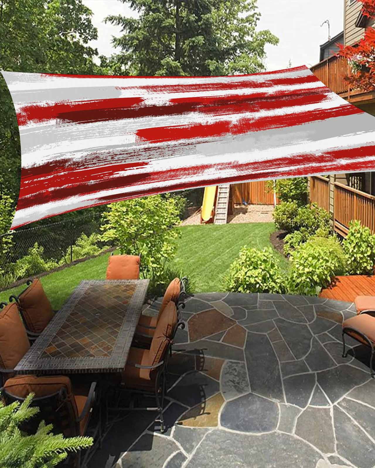 Abstract Art Sun Shade Sail 8'X10' Red Gray Mottled Color Block Oil ...