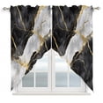 Abstract Art Swag Curtain Valance for Small Windows, Gold Black Water ...