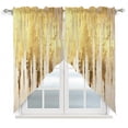 Abstract Art Swag Curtain Valance for Small Windows, Gold Brush Luxury ...