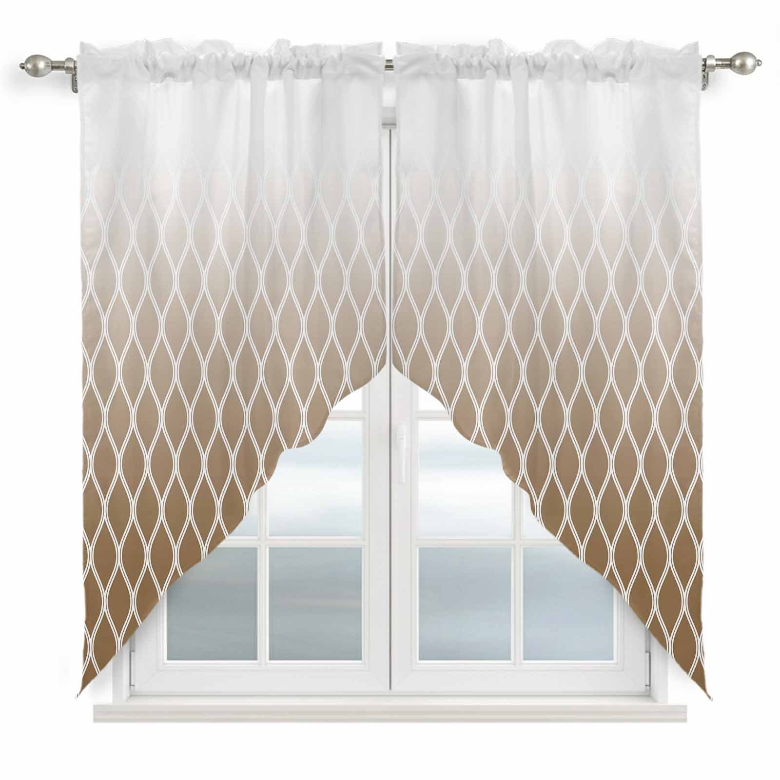 Abstract Art Swag Curtain Valance for Window 2 Panels Classic Brown ...