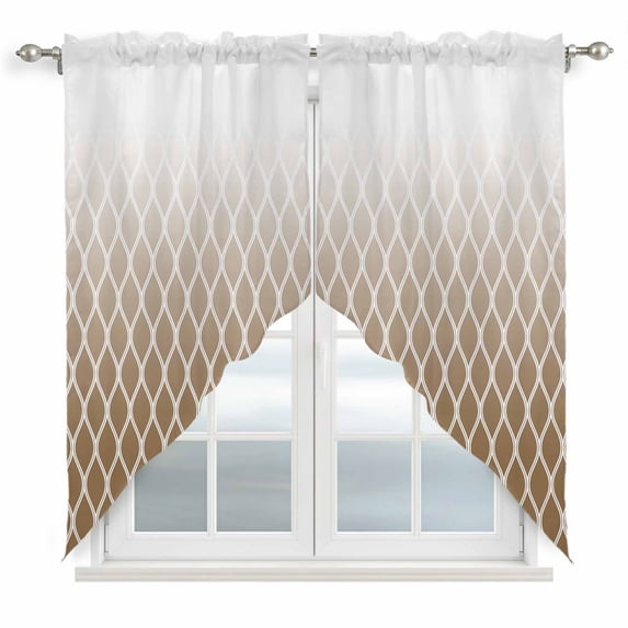 Abstract Art Swag Curtain Valance for Window 2 Panels Classic Brown ...