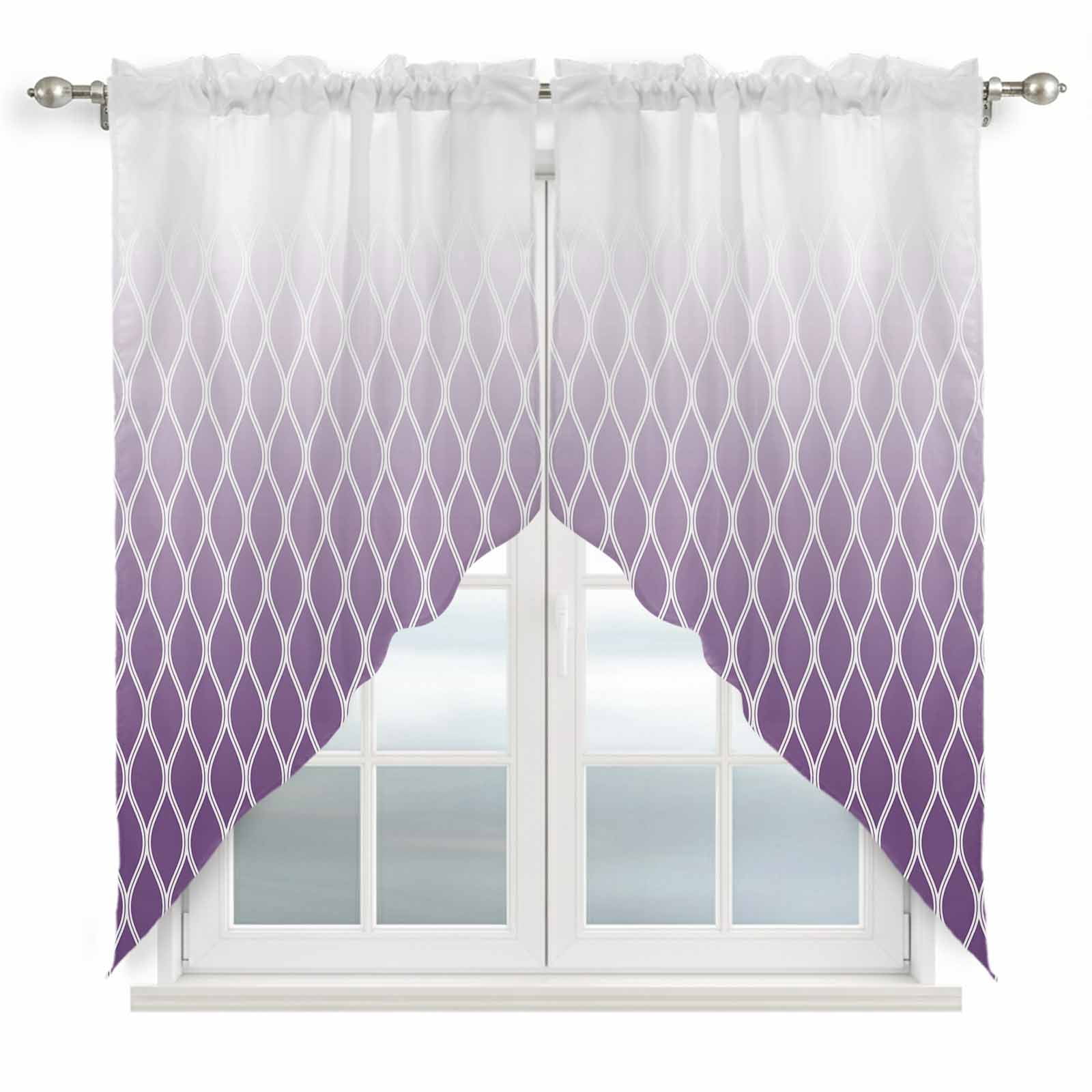 Abstract Art Swag Curtain Valance for Window 2 Panels Classic Purple ...