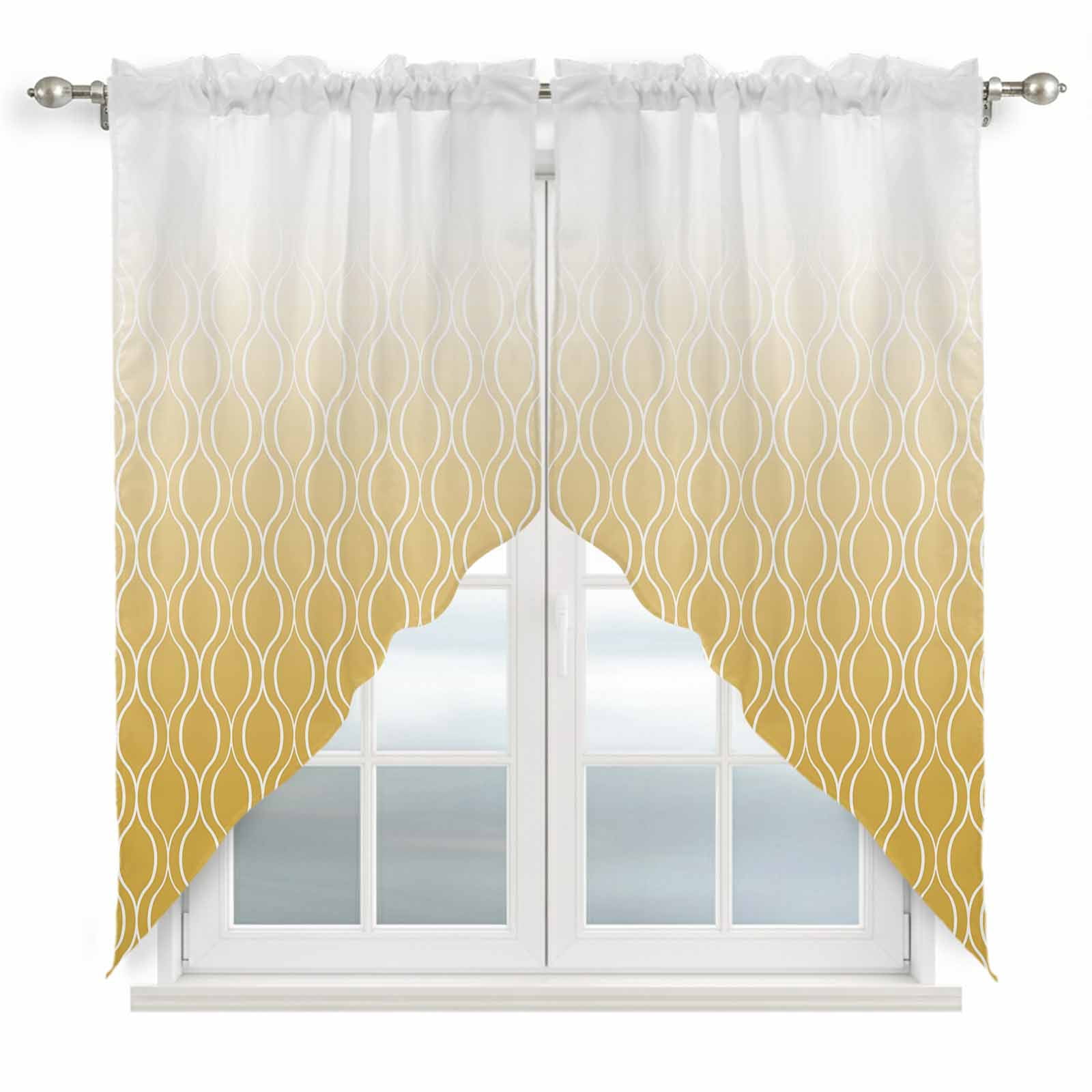 Abstract Art Swag Curtain Valance for Window 2 Panels Classic Yellow ...