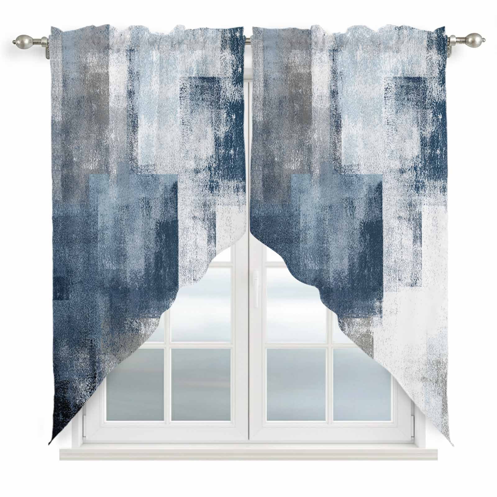 Abstract Art Swag Curtain Valance for Window 2 Panels Gradient Dark ...