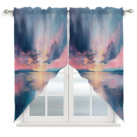 Abstract Art Swag Curtain Valance for Window 2 Panels Impressionist ...