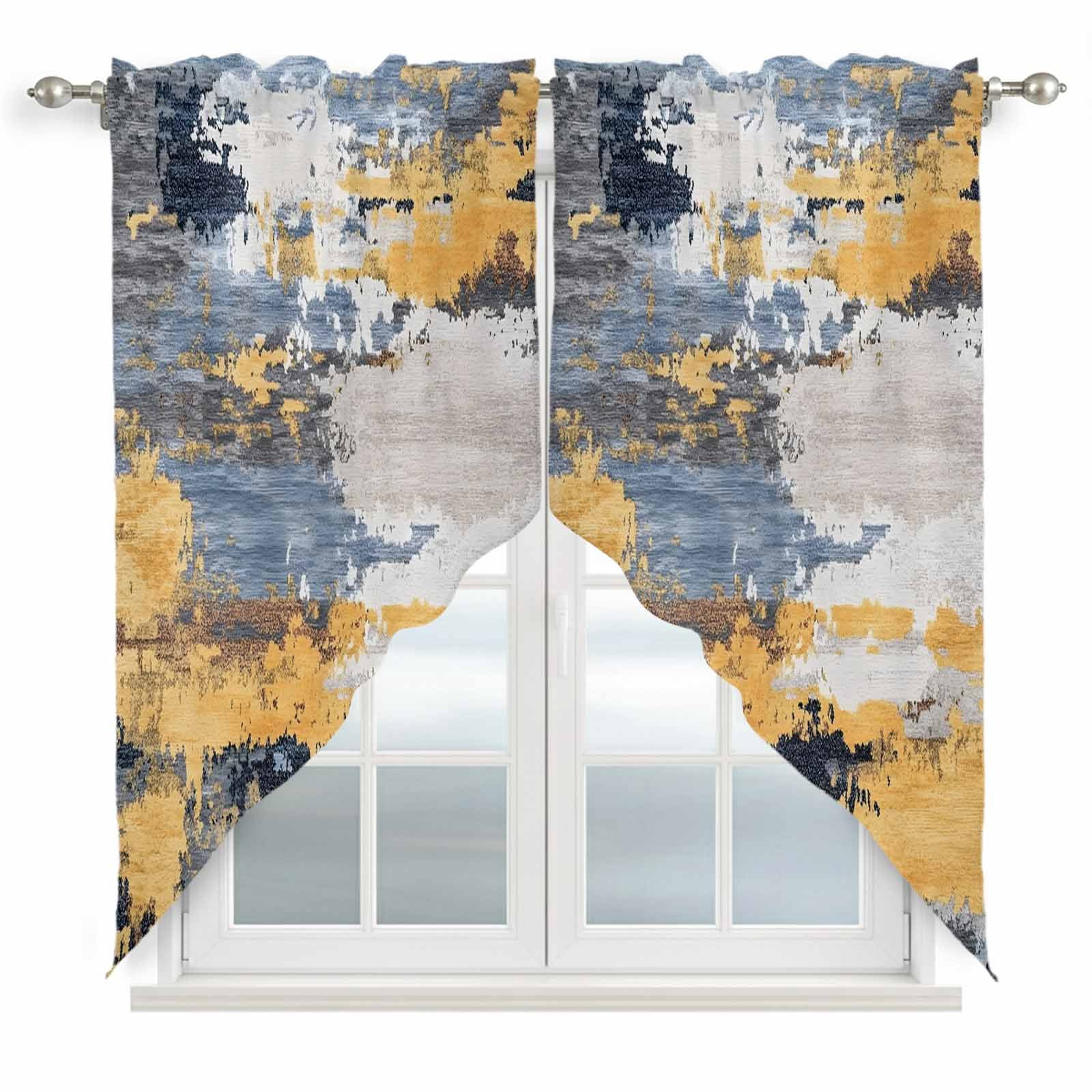Abstract Art Swag Curtain Valance for Window 2 Panels Retro Watercolor ...