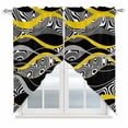 Abstract Art Swag Curtain Valance for Window 2 Panels Yellow Black Gray ...