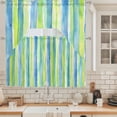 Abstract Art Swag Curtains Valance and Tier Set, Blue Green Line ...