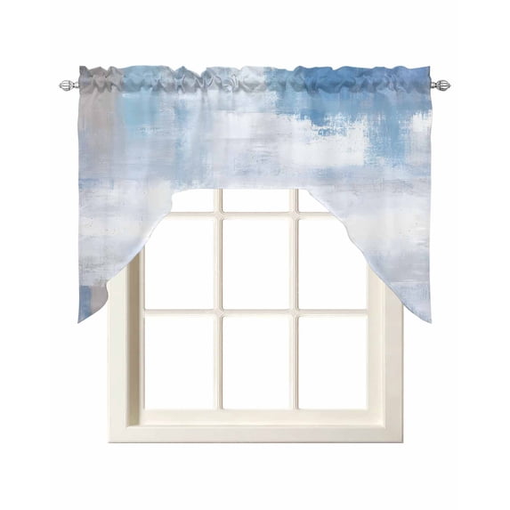 Abstract Art Swag Valance for Window, Blue White Brown Color Block ...