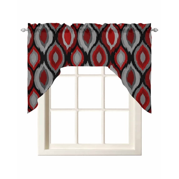Abstract Art Swag Valance for Window, Modern Diamond Patterns Red Black ...