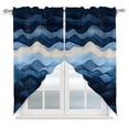 Abstract Art Swag Valances for Windows 36 inches Long, Beige Dark Blue ...