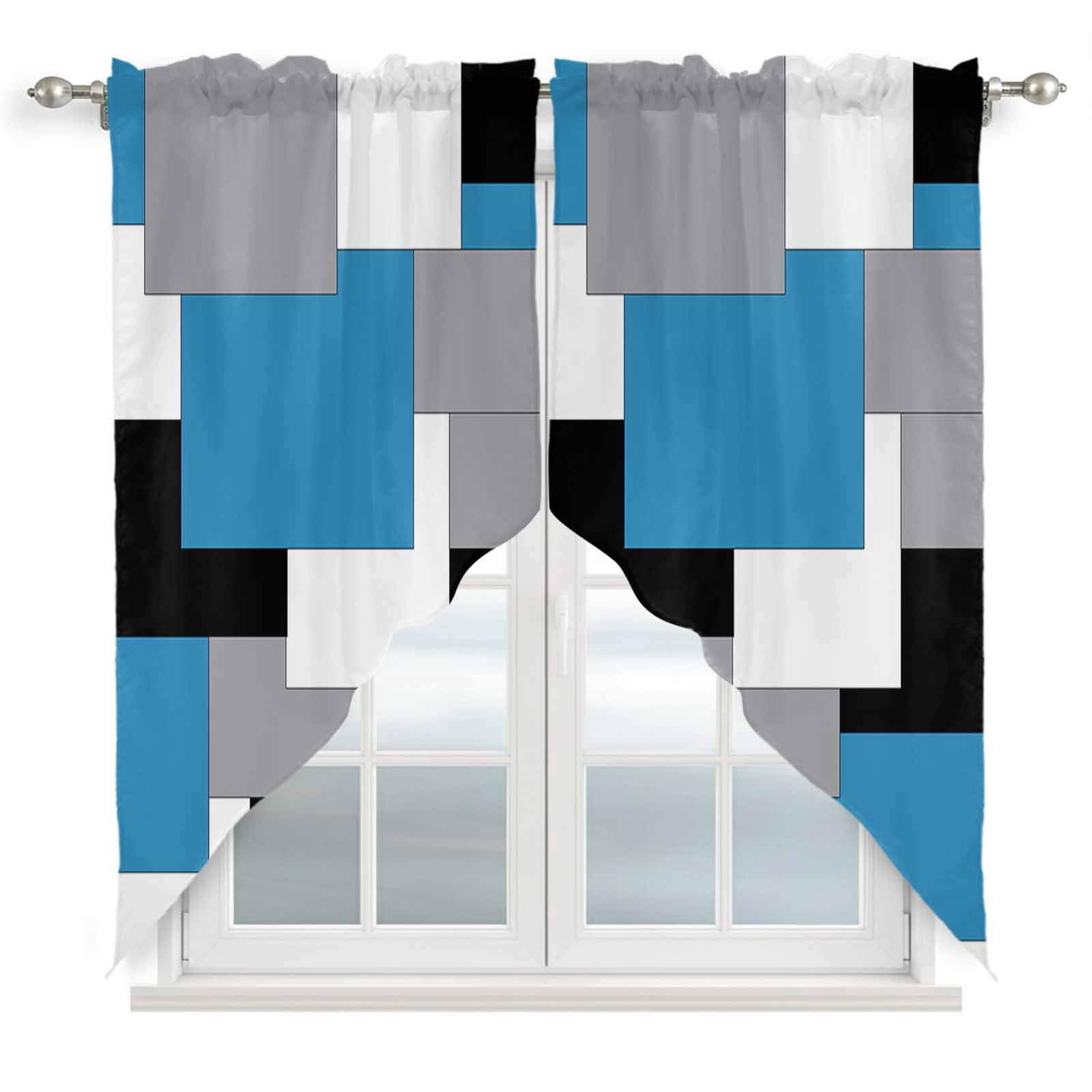 Abstract Art Swag Valances for Windows 36 inches Long, Patchwork Purple ...