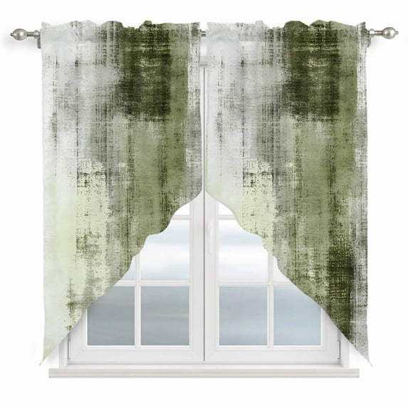 Abstract Art Swag Valances for Windows 36 inches Long, Vintage Green ...