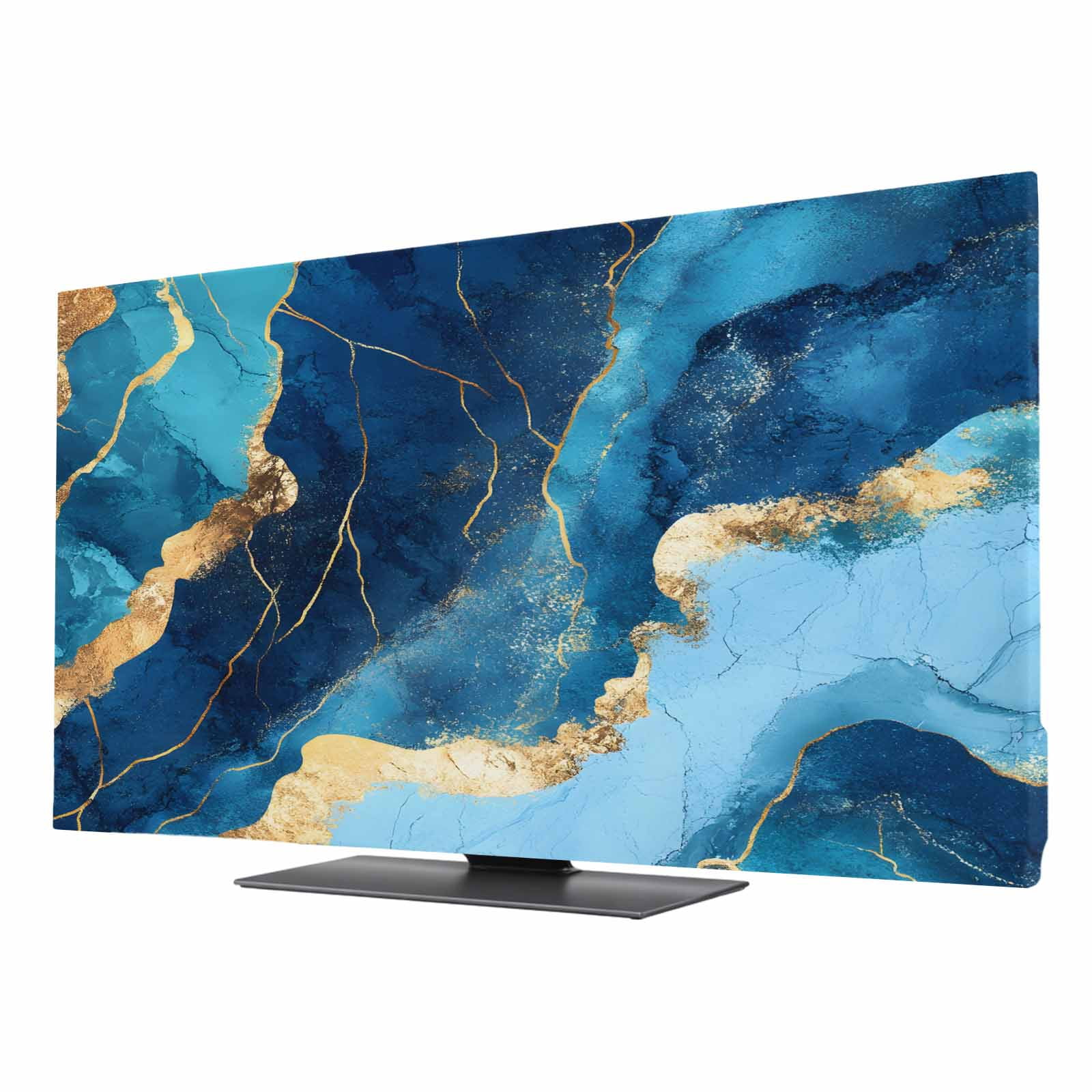 Abstract Art TV Dust Cover 32 Inch, Water Ripple Gold Blue Gradient ...
