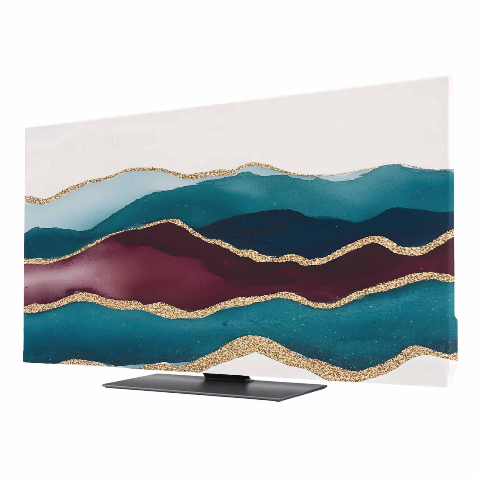 Abstract Art TV Dust Cover 32 Inch, Watercolor Blue Gold Gradient ...
