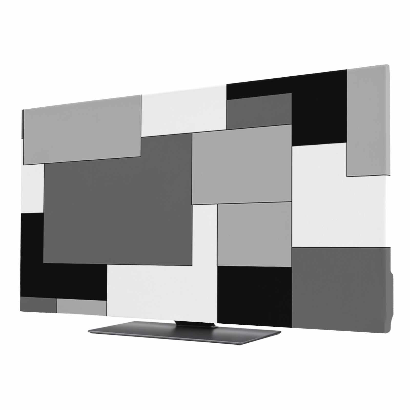 Abstract Art TV Dust Cover 40 Inch, White Black Gray Splice Computer ...