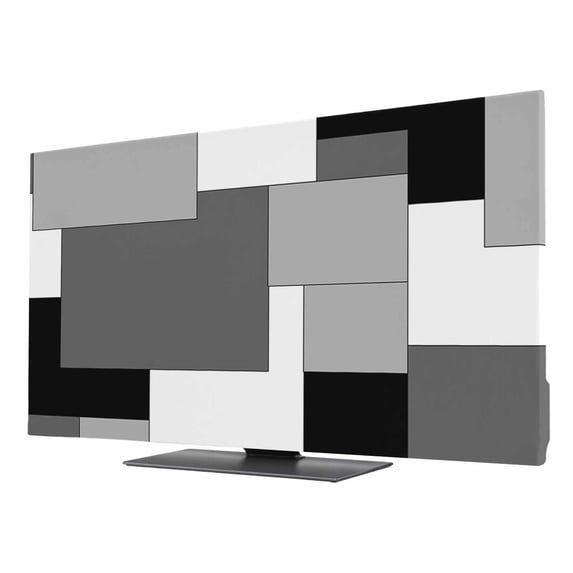 Abstract Art TV Dust Cover 40 Inch, White Black Gray Splice Computer ...