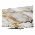 Abstract Art TV Dust Cover 43 Inch, White Marble Pattern Gold Crack ...