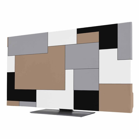 Abstract Art TV Dust Cover 50 Inch, Brown Black Gray Splice Computer ...